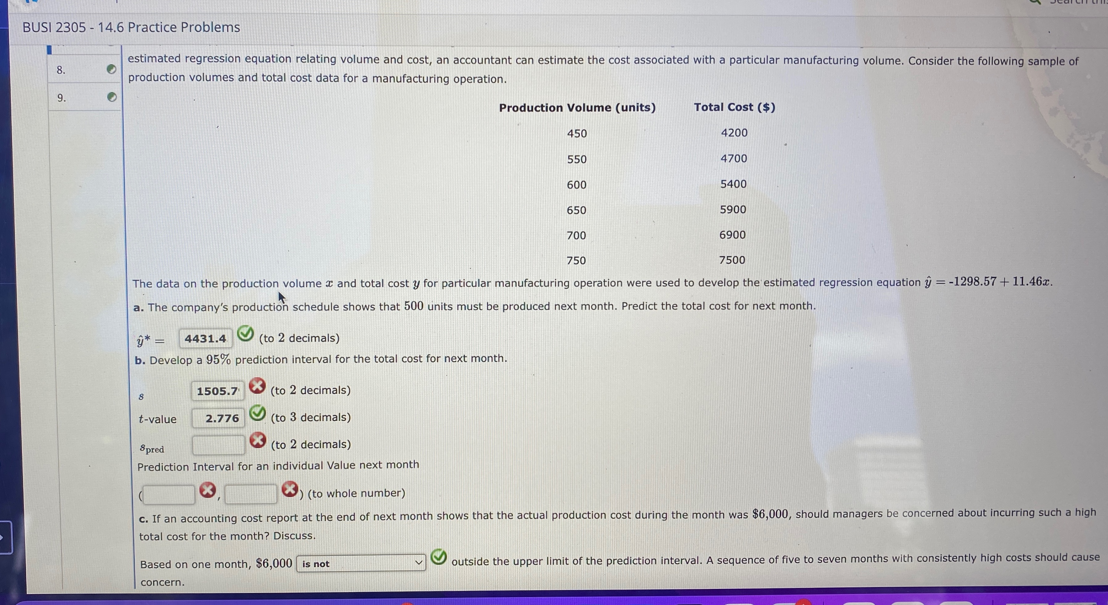 Solved BUSI 2305 - 14.6 ﻿Practice Problems 9.9.9.,0estimated | Chegg.com