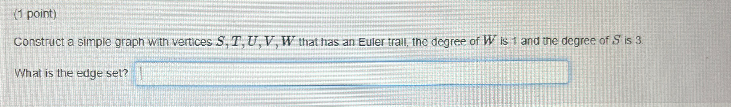 Solved (1 ﻿point)Construct a simple graph with vertices | Chegg.com