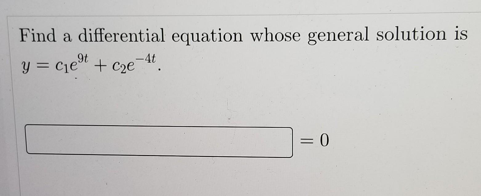 Solved Find a differential equation whose general solution | Chegg.com