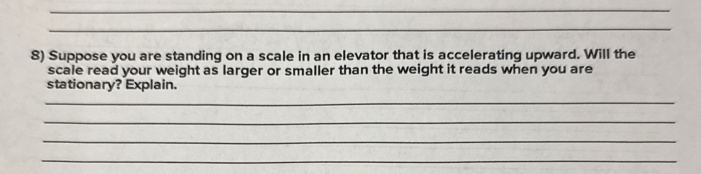 Solved Suppose you are standing on a scale in an elevator | Chegg.com