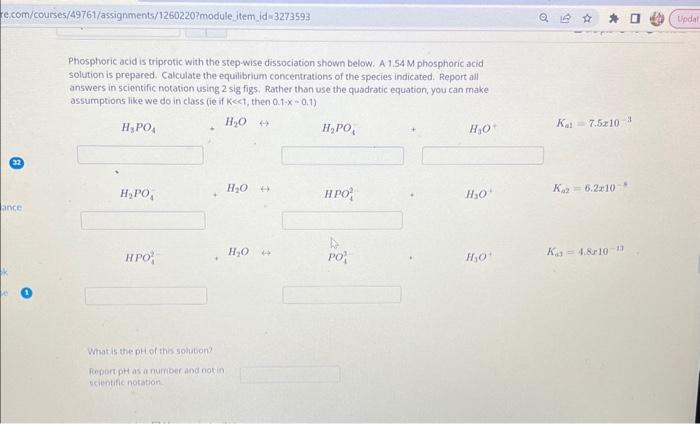 Phosphoric acid is triprotic with the step wise | Chegg.com