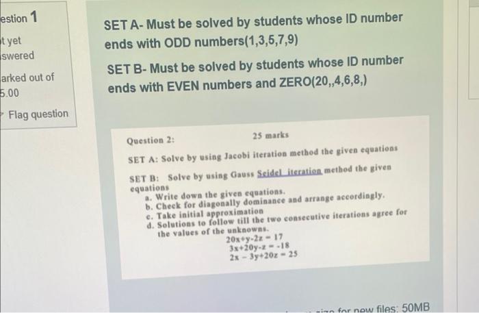 Solved estion 1 t yet swered SET A- Must be solved by | Chegg.com Solved estion 1 t yet swered SET A- Must be solved by | Chegg.com