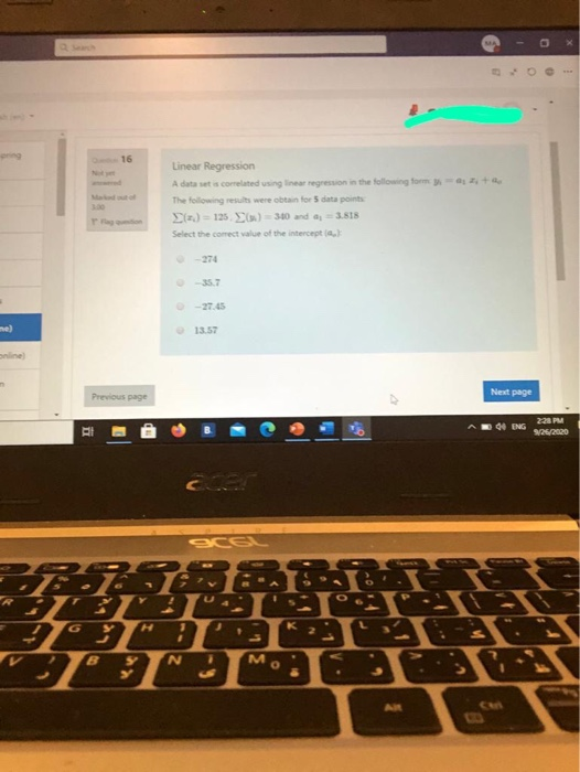 Solved 16 Linear Regression A dataset correlated using | Chegg.com