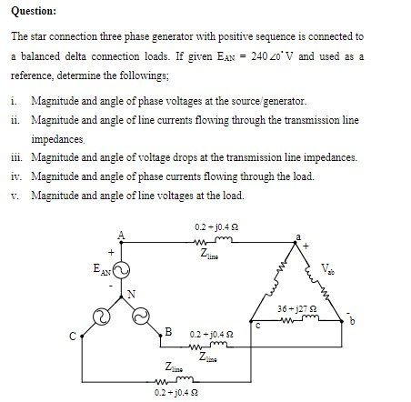 Solved Question: The star connection three phase generator | Chegg.com
