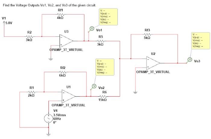 Solved Find the Voltage Outputs Vo1, Vo2, and Vo3 of the | Chegg.com