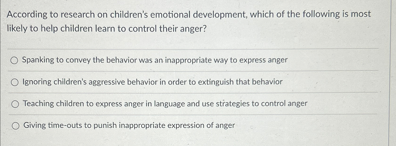 Solved According to research on children's emotional | Chegg.com