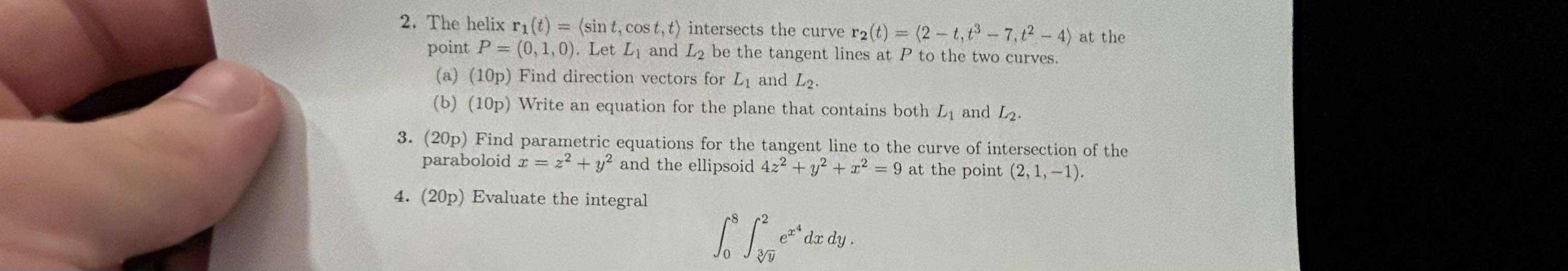 Solved The Helix R1 T Sint Cost T ﻿intersects The Curve