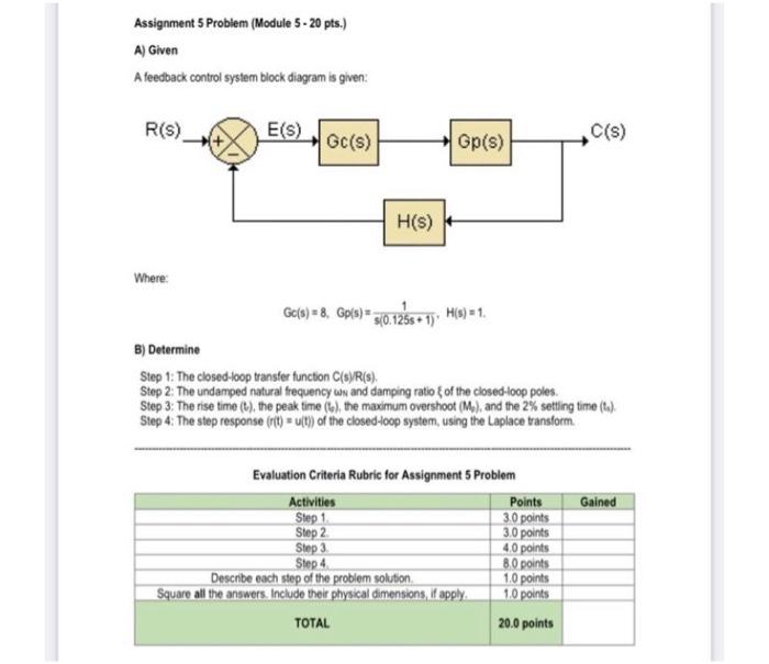 Solved Assignment 5 Problem (Module 5 - 20 pts.) A) Given A | Chegg.com