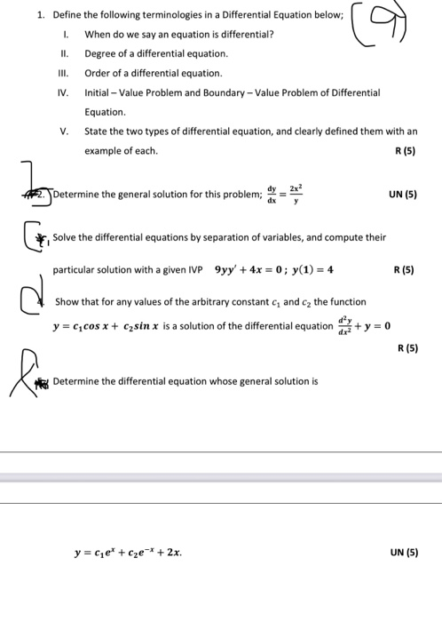 Solved 1. Define the following terminologies in a | Chegg.com