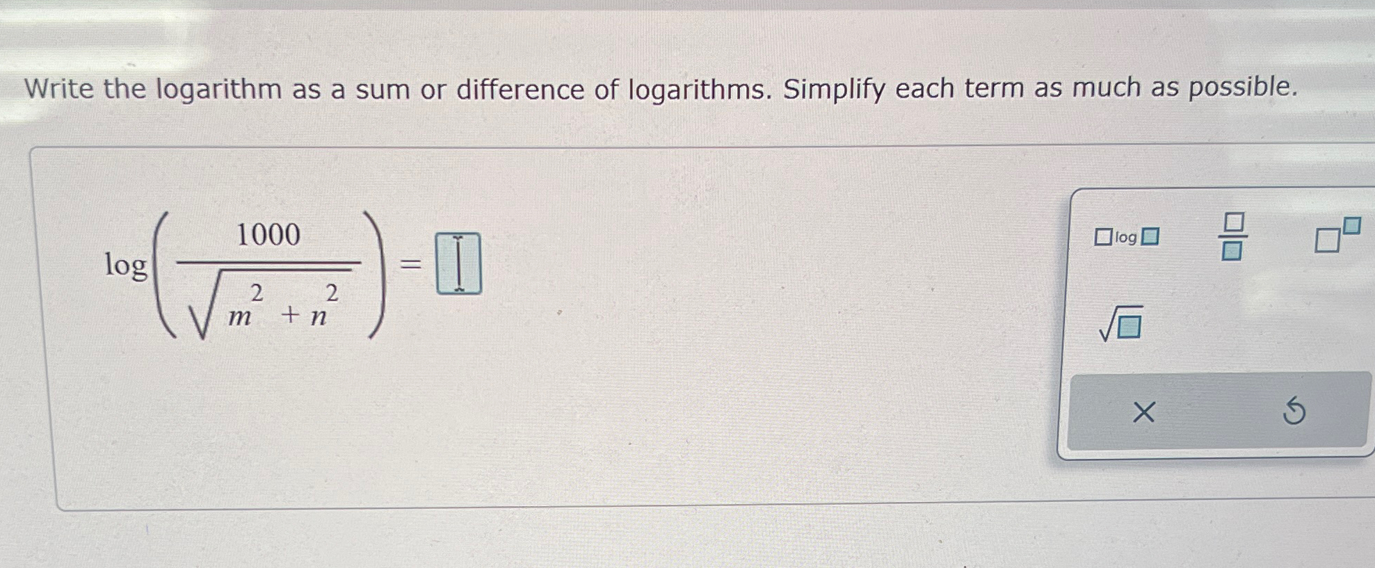 Solved Write the logarithm as a sum or difference of | Chegg.com