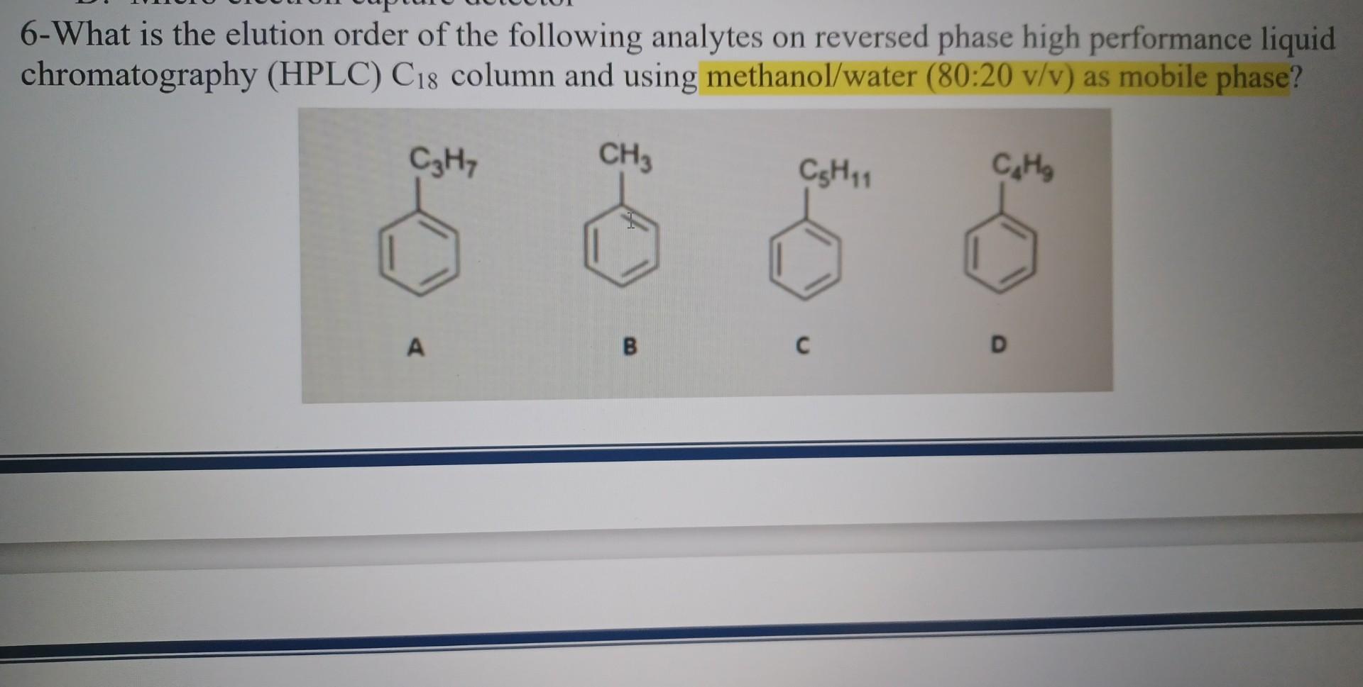 Solved 6-What is the elution order of the following analytes | Chegg.com
