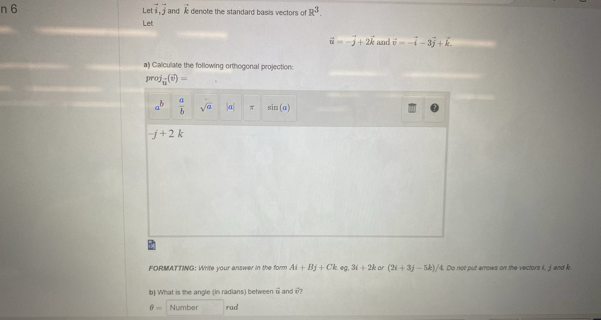 Solved n 6Let vec(i),vec(j) ﻿and vec(k) ﻿denote the standard | Chegg.com