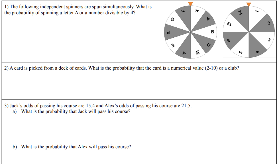 Solved 1) The following independent spinners are spun | Chegg.com
