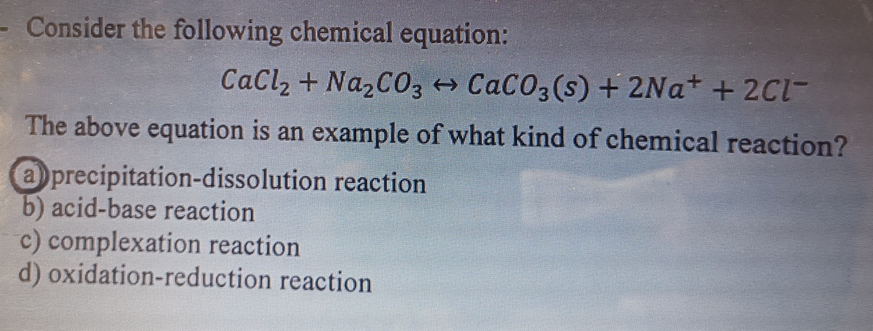 Solved Consider the following chemical | Chegg.com