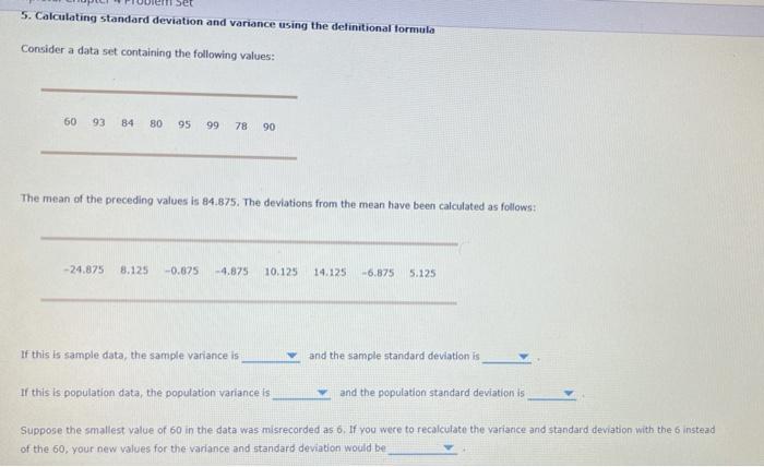 Solved 5. Calculating standard deviation and variance using | Chegg.com