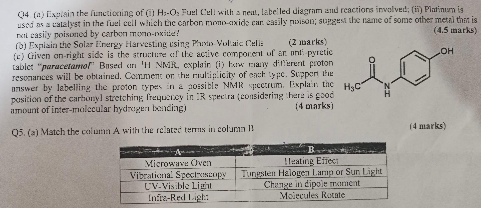 Solved Q4. (a) Explain the functioning of (i) H2−O2 Fuel | Chegg.com