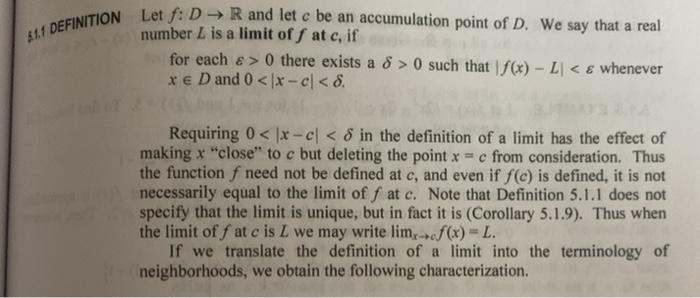 Solved 21.1 DEFINITION Let f:D → R and let c be an | Chegg.com