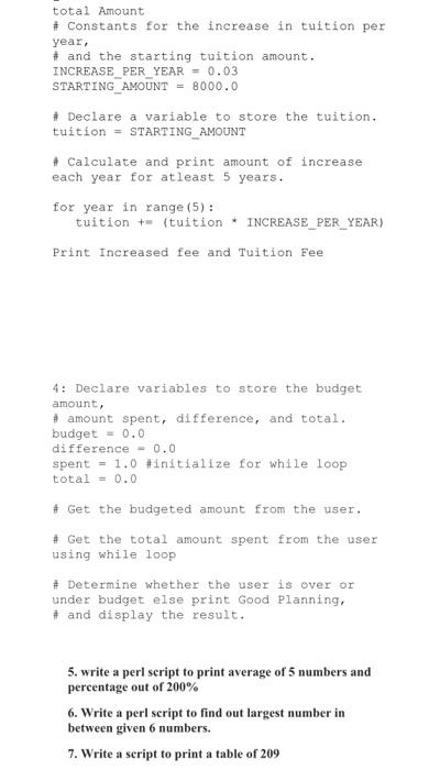 Solved total Amount # Constants for the increase in tuition | Chegg.com