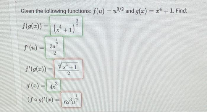Solved Given the following functions: f(u)=u3/2 and | Chegg.com