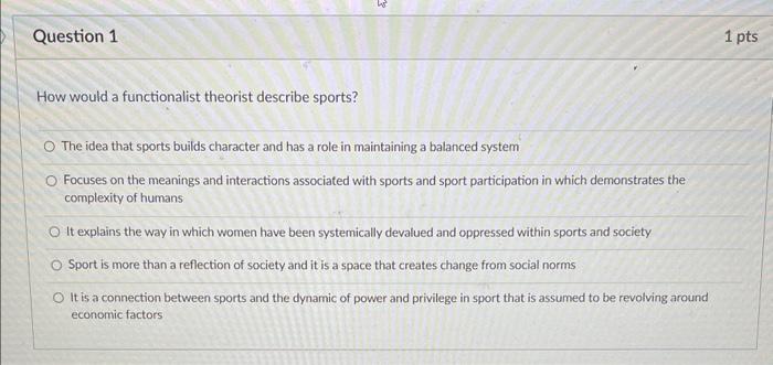 How would a functionalist theorist describe sports? | Chegg.com