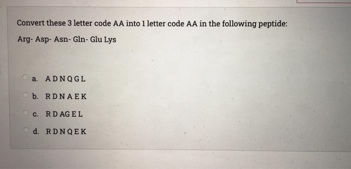 Solved Convert these 3 letter code AA into 1 letter code AA | Chegg.com