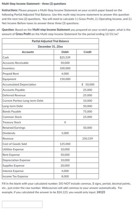 Solved Multi-Step Income Statement - three (3) questions | Chegg.com