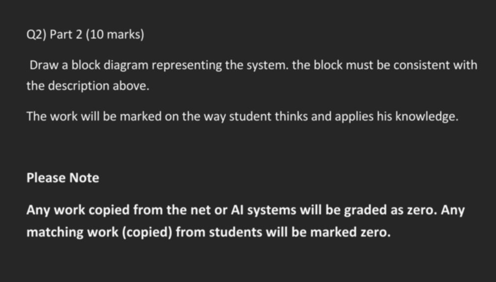 Q2) ﻿Part 2 (10 ﻿marks)Draw a block diagram | Chegg.com