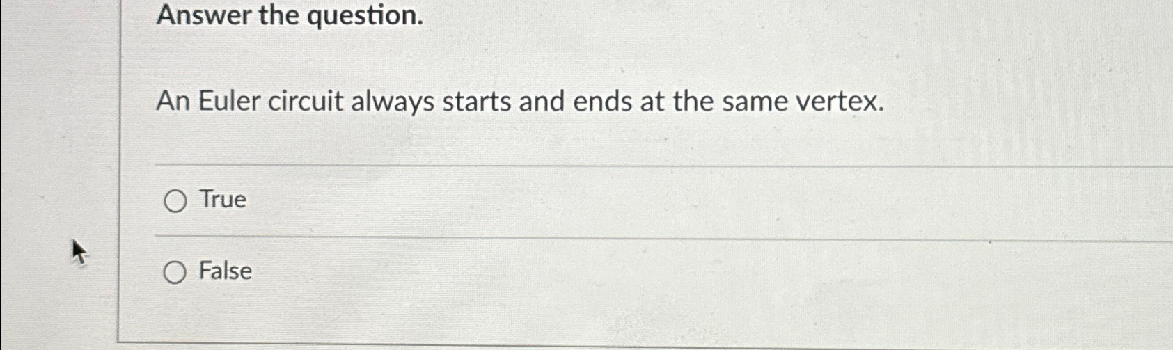 Solved Answer the question.An Euler circuit always starts | Chegg.com