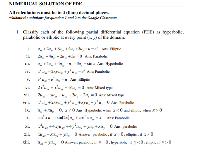 Solved NUMERICAL SOLUTION OF PDE All calculations must be in | Chegg.com