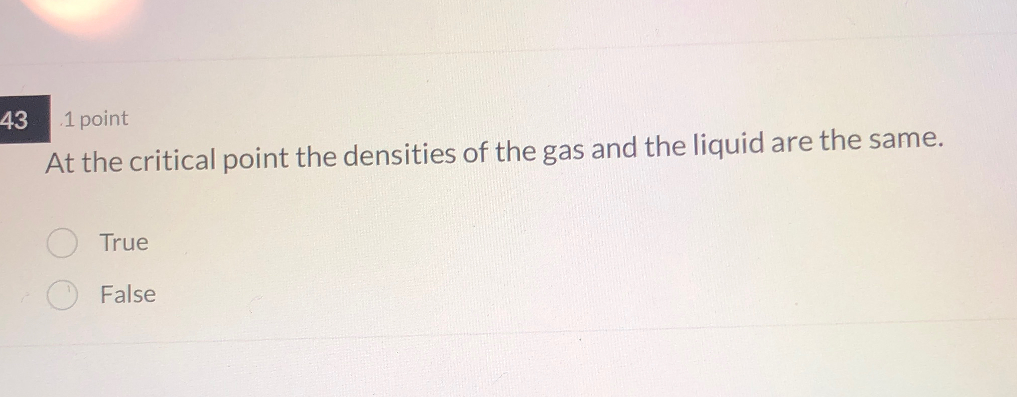Solved 43.1 ﻿pointAt the critical point the densities of the | Chegg.com