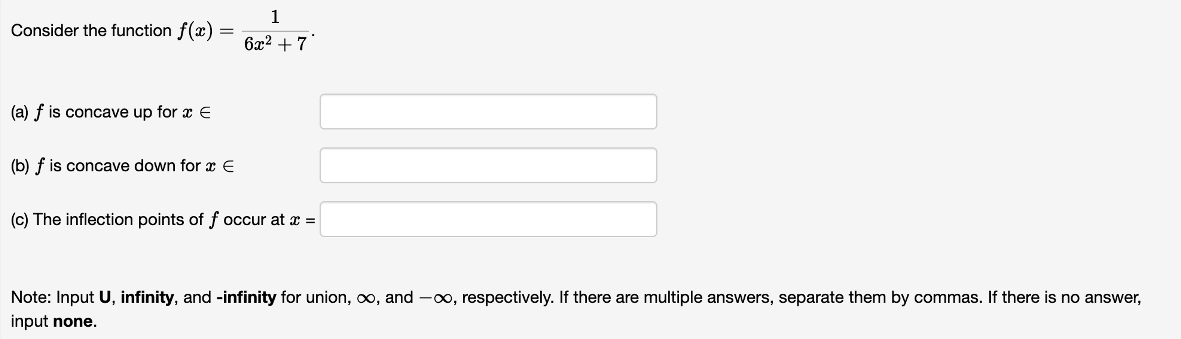 Solved Consider the function f(x)=16x2+7.(a) f ﻿is concave | Chegg.com