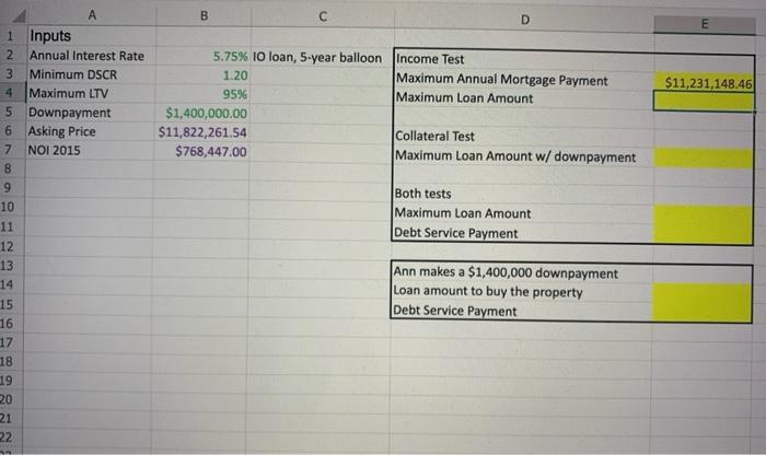 Solved (2) Fill in the second sheet (titled "underwriting"). | Chegg.com