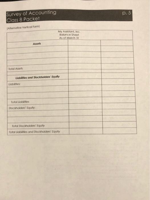 Solved p. 1 Survey of Accounting Packet 8 Semester Cose - My | Chegg.com