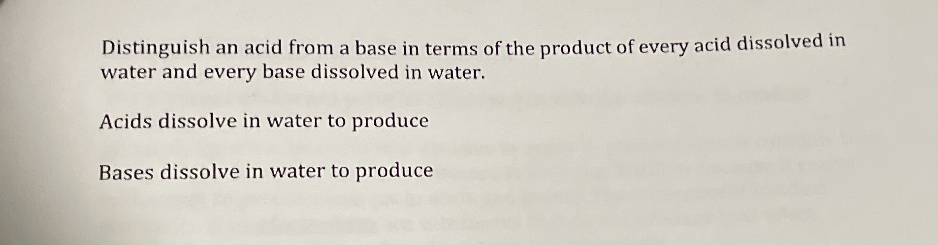 Solved Distinguish an acid from a base in terms of the | Chegg.com
