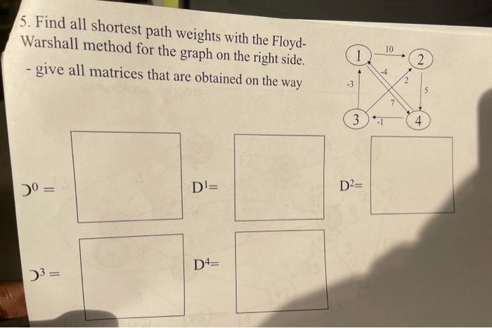 5. Find all shortest path weights with the | Chegg.com