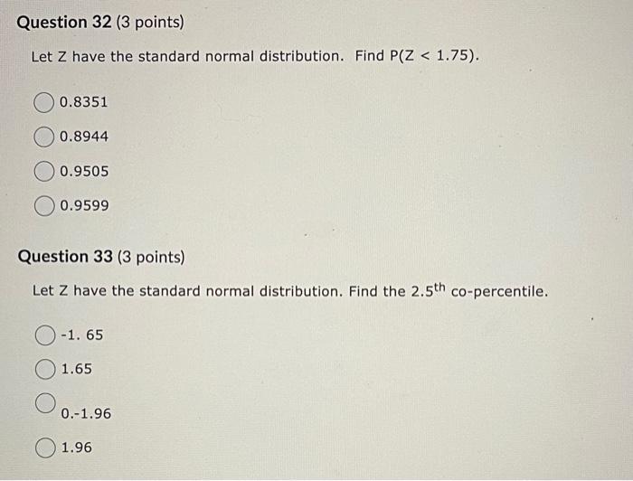 Solved Let Z have the standard normal distribution. Find | Chegg.com