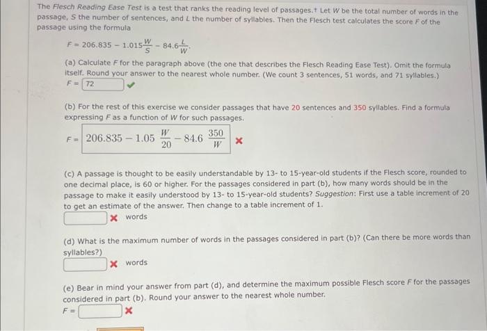 Solved The Flesch Reading Ease Fest is a test that ranks the | Chegg.com