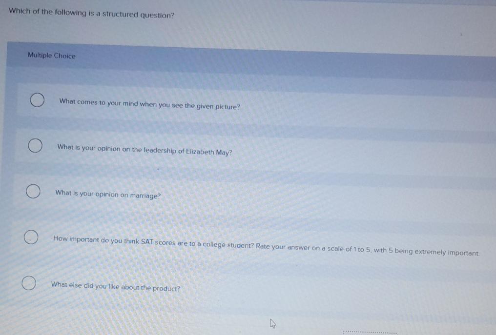 Solved Which of the following is a structured question? | Chegg.com