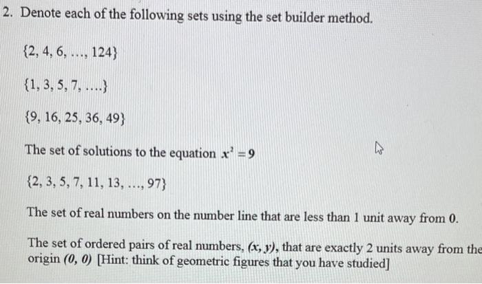 Solved Denote each of the following sets using the set | Chegg.com