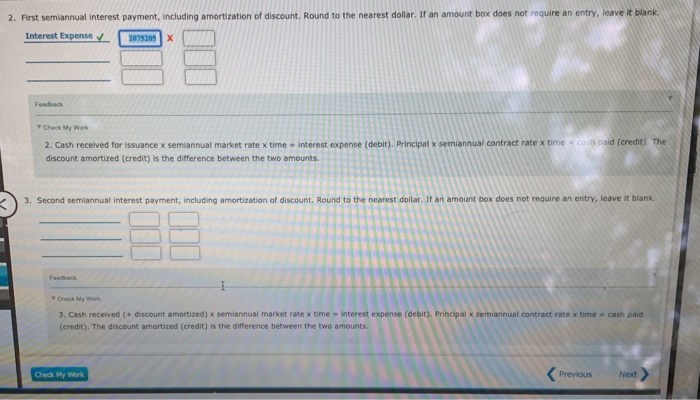 2. First semiannual interest payment, including | Chegg.com
