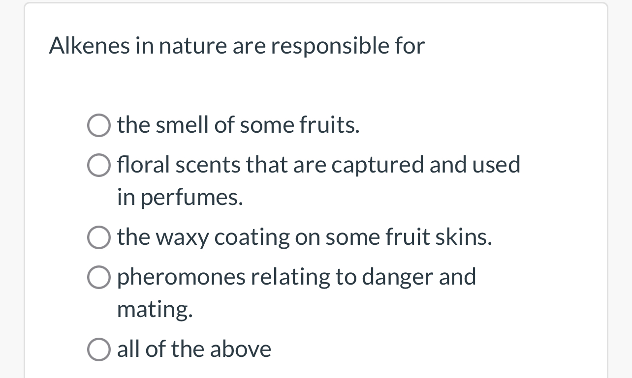 Solved Alkenes in nature are responsible forthe smell of | Chegg.com