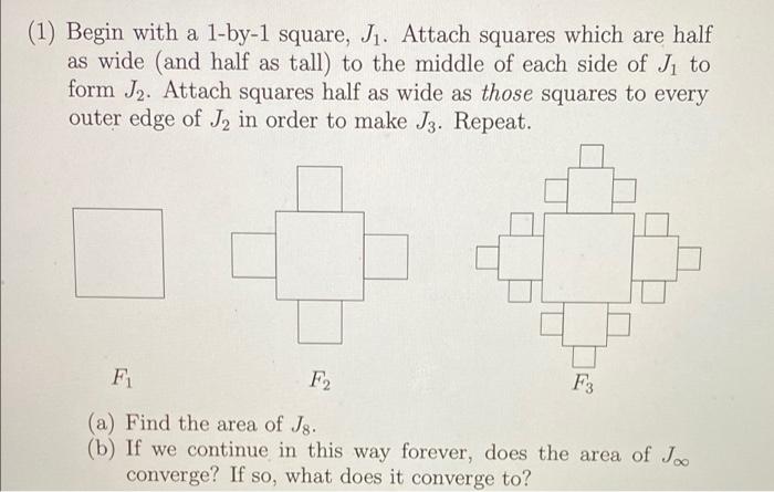 Solved (1) Begin with a 1-by-1 square, J. Attach squares | Chegg.com