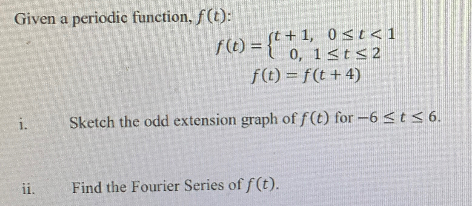 Solved Given a periodic function, f(t) | Chegg.com