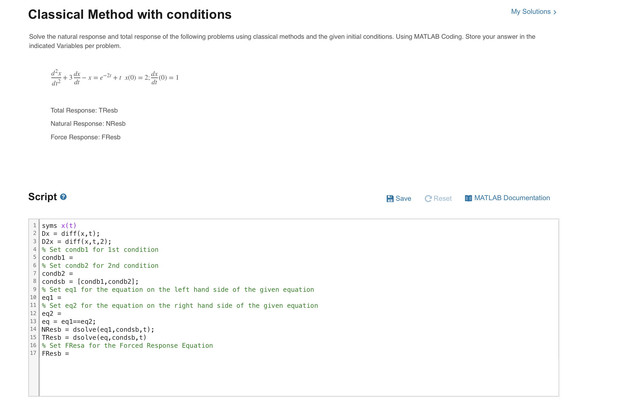 Solved Classical Method with conditionsSolve the natural | Chegg.com