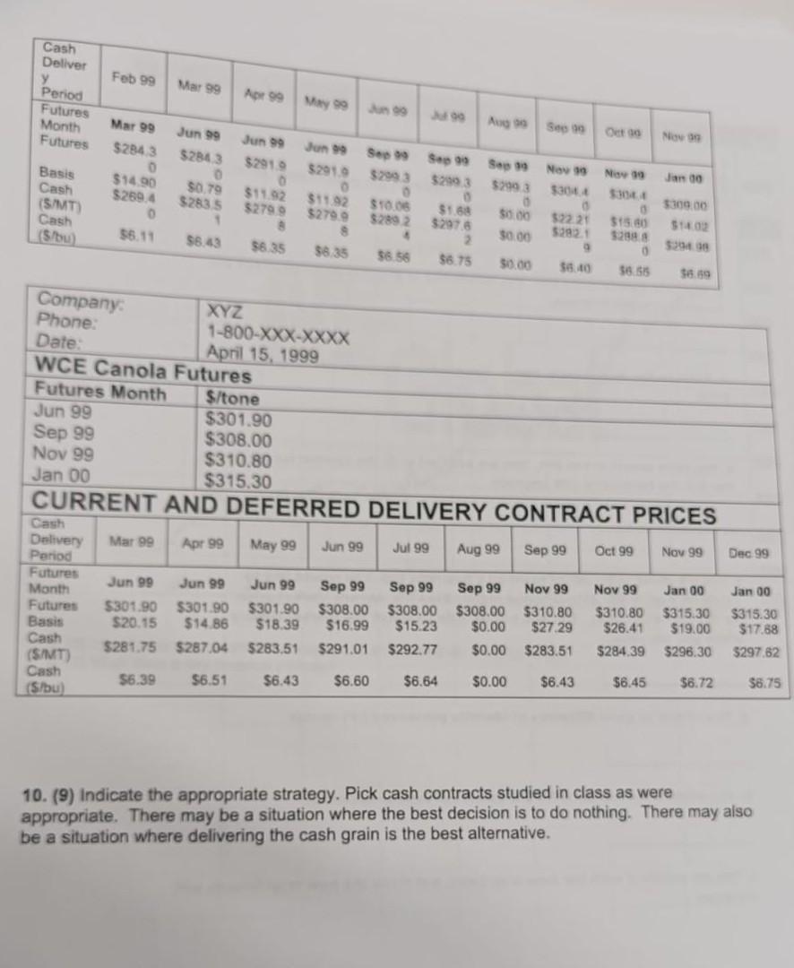 b. (3) The basis contract was priced out on Aprit 15, | Chegg.com