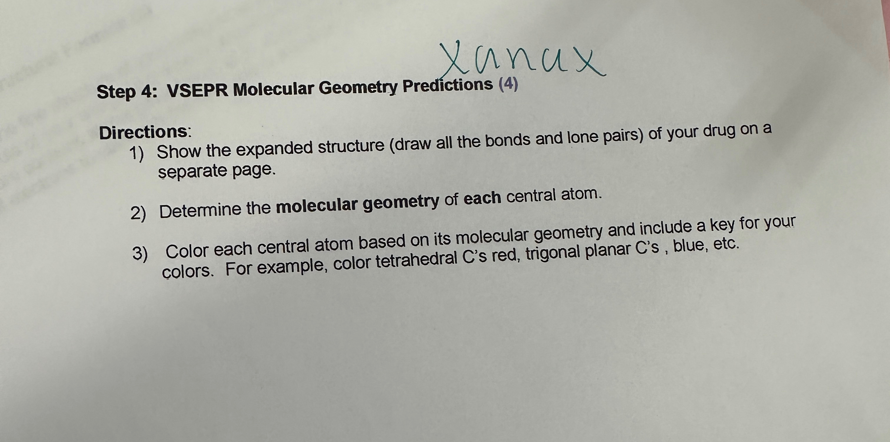 Step 4: VSEPR Molecular Geometry Predictions | Chegg.com