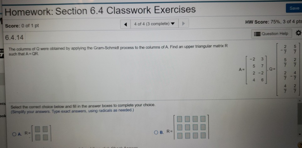 Solved Save Homework Section 6 4 Classwork Exercises Score