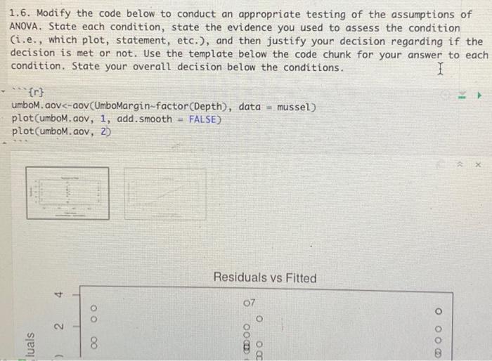 Solved 1.6. Modify the code below to conduct an appropriate | Chegg.com