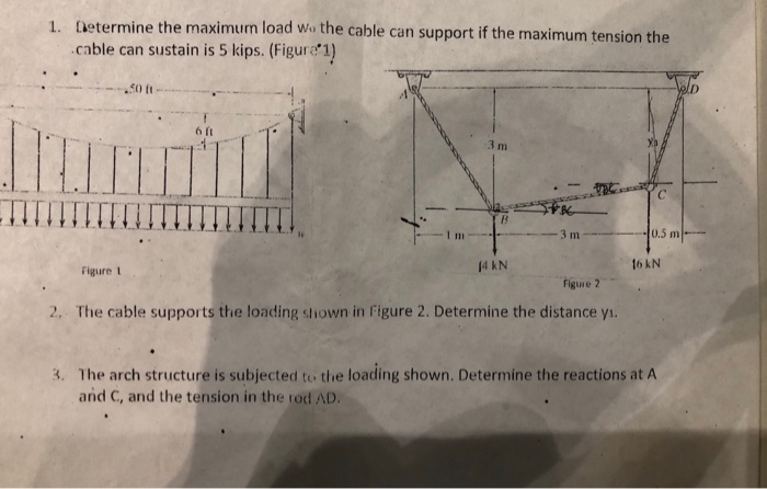 Solved 1. Determine the maximum load Wo the cable can | Chegg.com