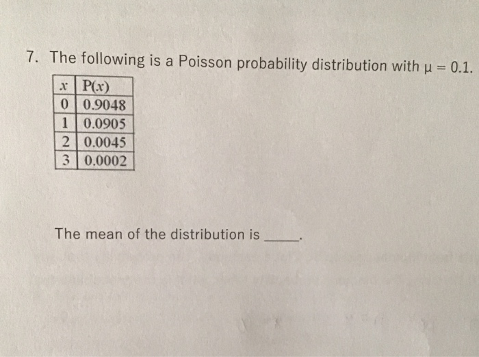 Solved 7. The following is a Poisson probability | Chegg.com